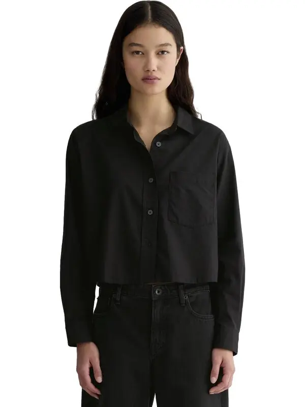 Everlane Silky Cotton Way-short Shirt - Black
