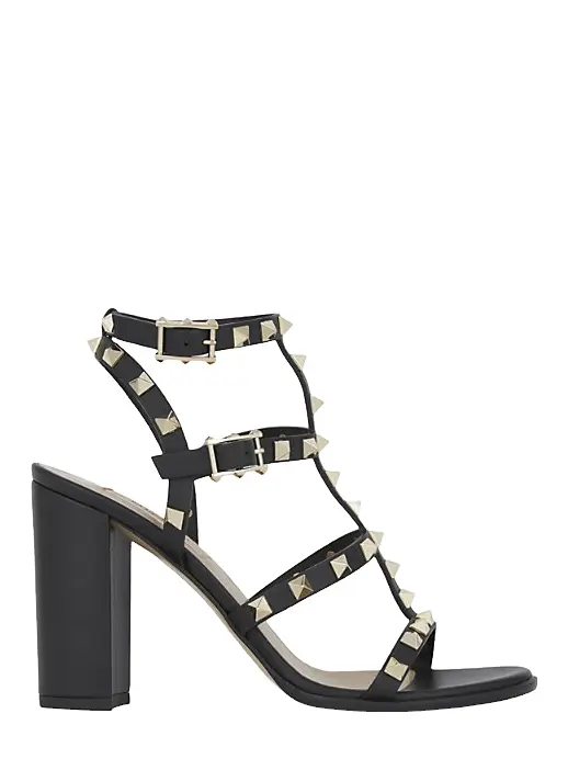 Valentino Garavani Rockstud 90 Leather Heeled Sandals - Black