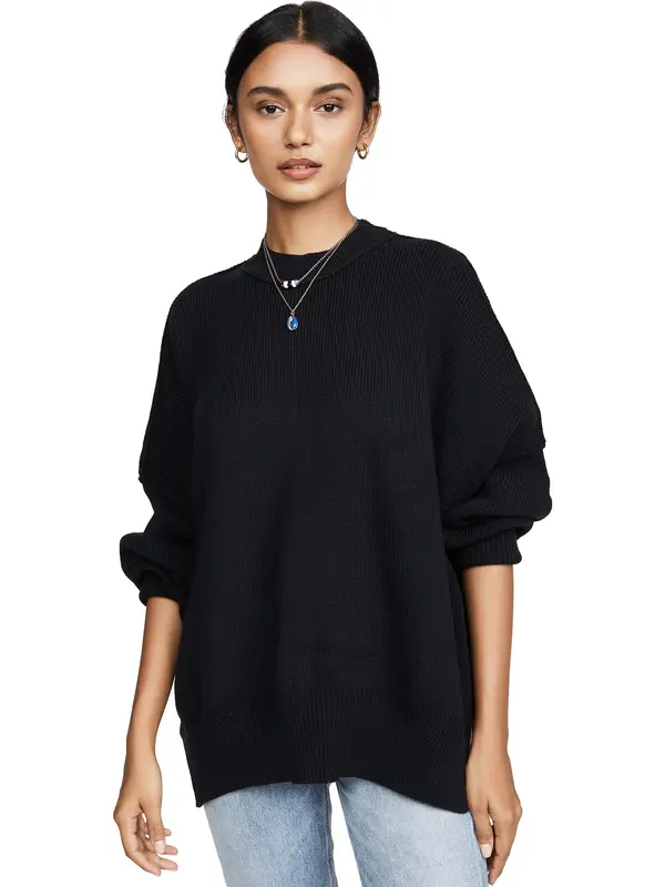 Free People Easy Street Tunic Sweater - Black
