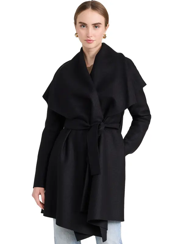 Harris Wharf London Pressed Wool Blanket Coat - Black