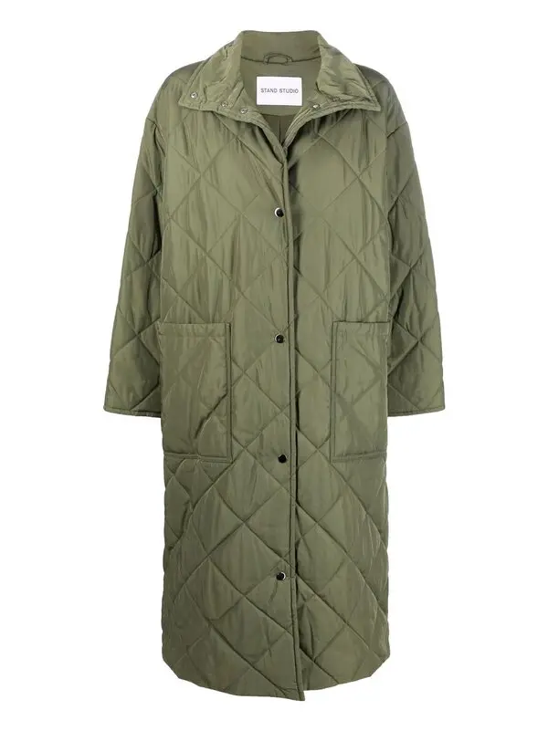 STAND STUDIO Recycled Polyester Quilted Coat - Green