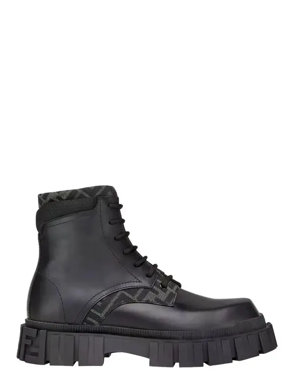 Fendi Monogram Lace-up Boots - Black