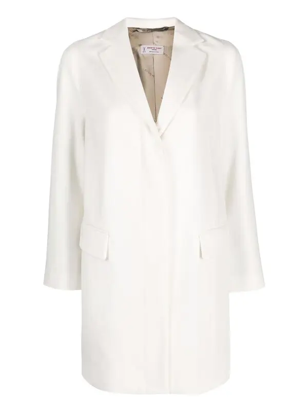 Alberto Biani Buttoned-up Wool Coat - White