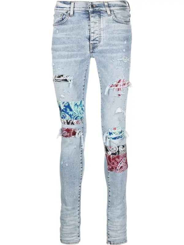 Amiri Distressed Skinny Jeans - Blue