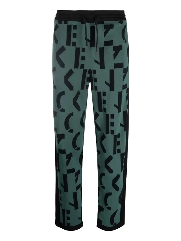 Kenzo Logo-knit Straight-leg Joggers - Green