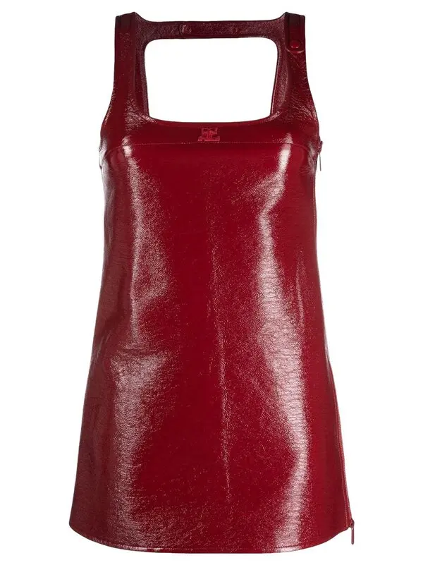COURREGES Sleeveless Vinyl Mini Dress - Red