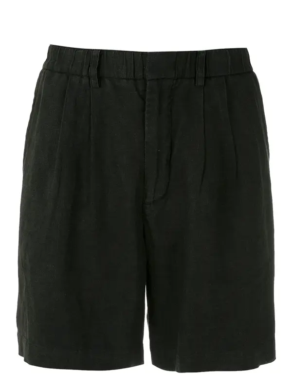 HANDRED Pleated Linen Shorts - Black