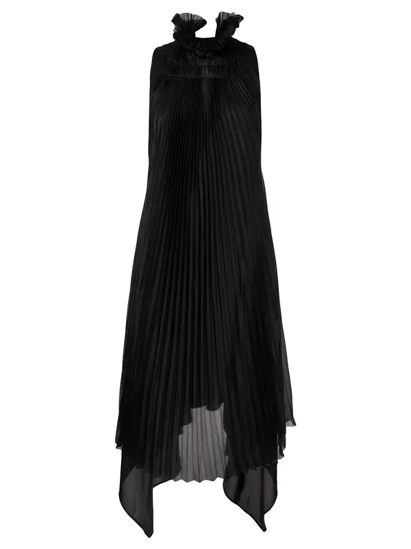 SHANSHAN RUAN Pleated Silk Dress - Black