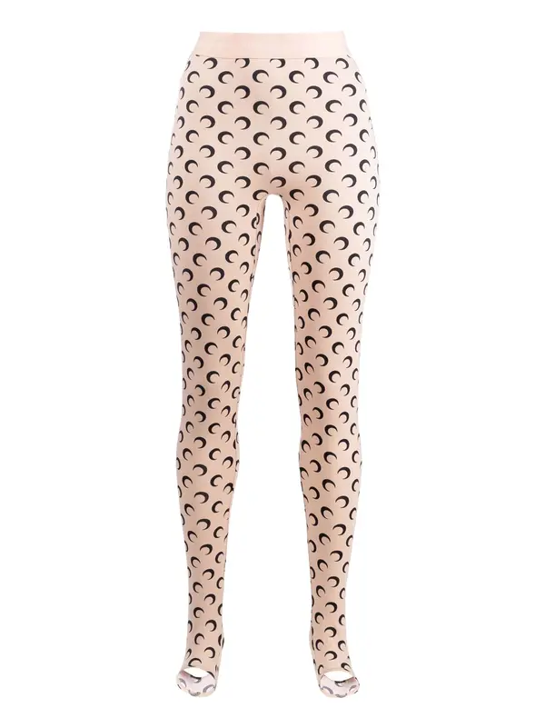 MARINE SERRE All Over Moon Pattern Leggings - Neutrals