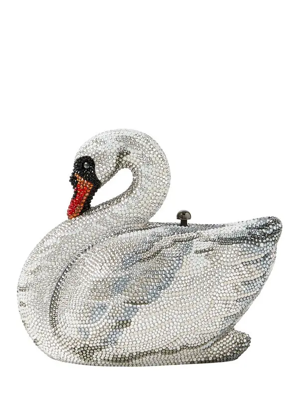 Judith Leiber Swan Odette Crystal-embellished Clutch - Silver