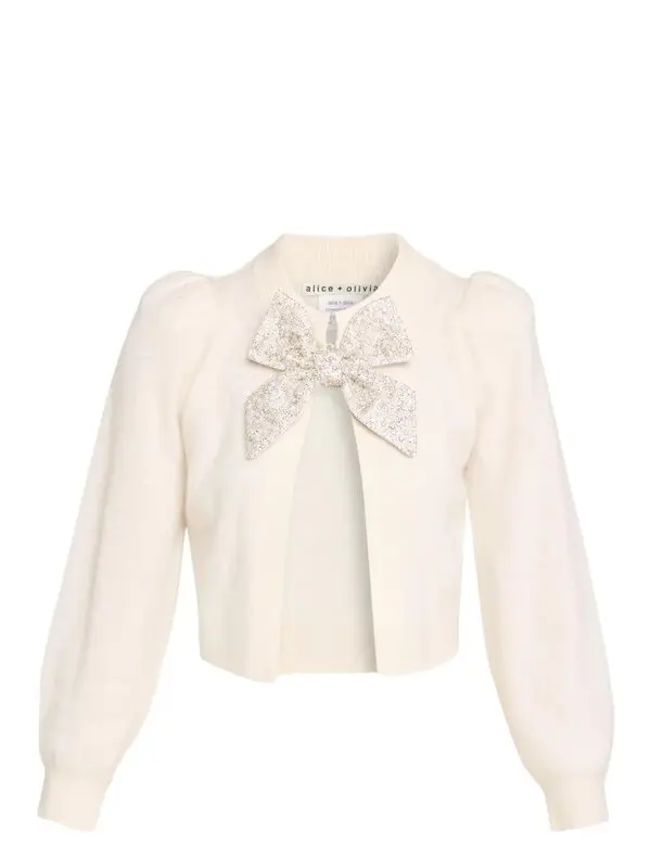 Alice + Olivia Kitty Puff-sleeve Cardigan - Soft White