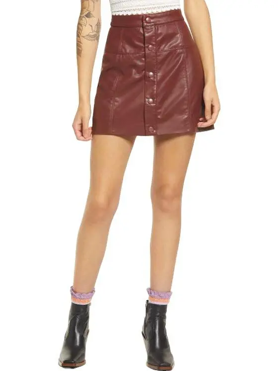 Free People Maisie Faux Leather Mini Skirt - Double Dare