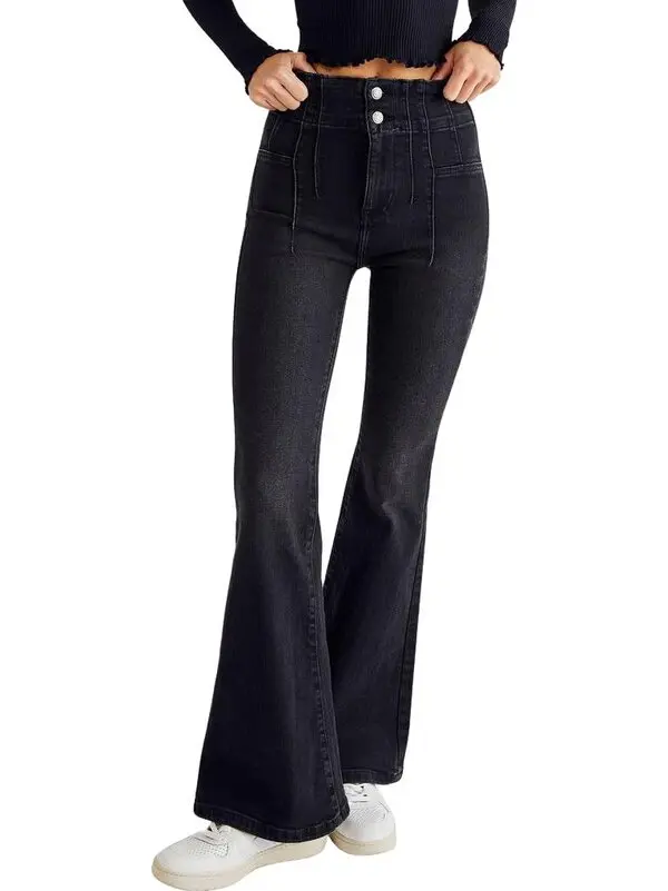 Free People We The Free Jayde Flare Jeans - Onyx