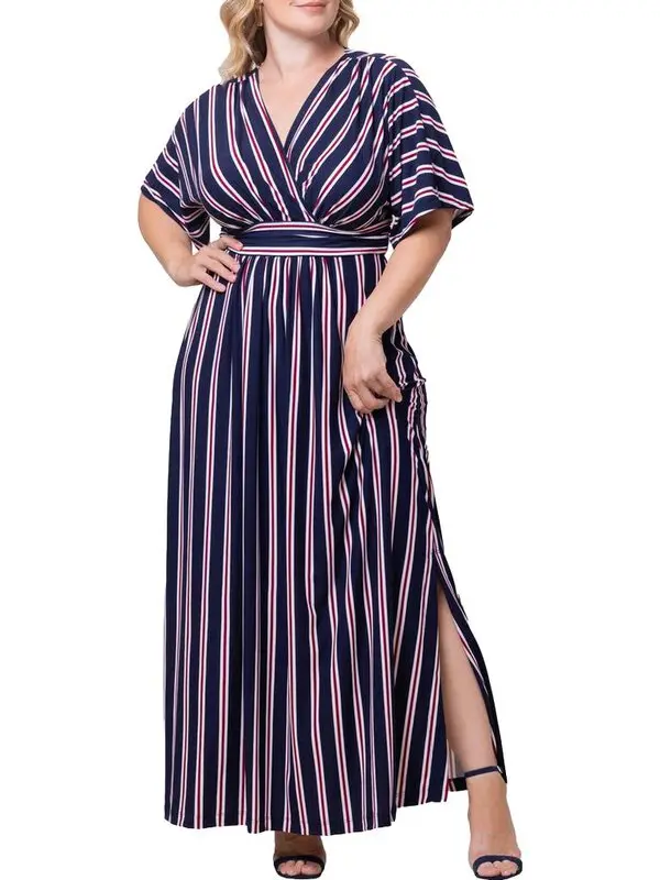 KIYONNA Vienna Maxi Dress - Nautical Navy Stripes