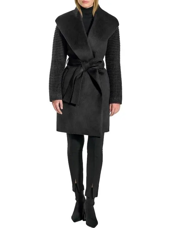 Sentaler Rib Sleeve Alpaca And Wool Wrap Coat - Black