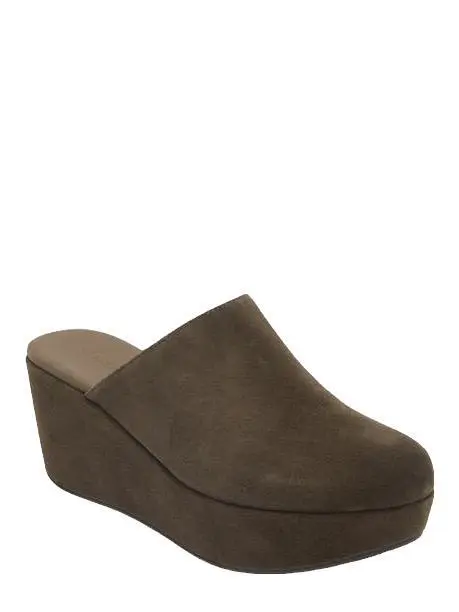 CHOCOLAT BLU Yoma Platform Clogs - Olive Suede