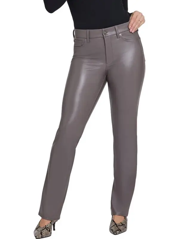 NYDJ Marilyn Faux Leather Straight Leg Pants - Falcon