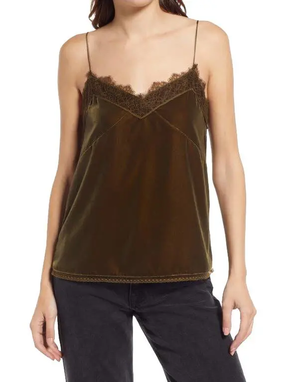 ALLSAINTS Noa Velvet Camisole - Khaki Green
