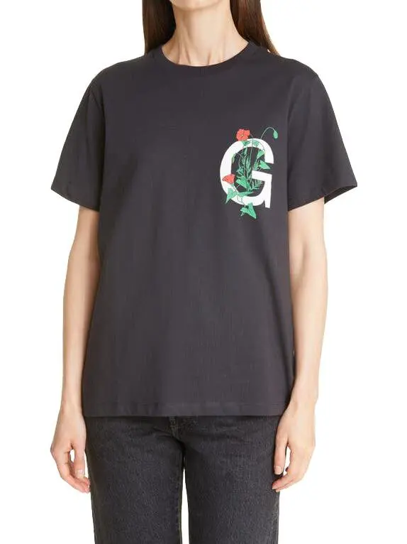 GANNI Organic Cotton Graphic Tee - Phantom