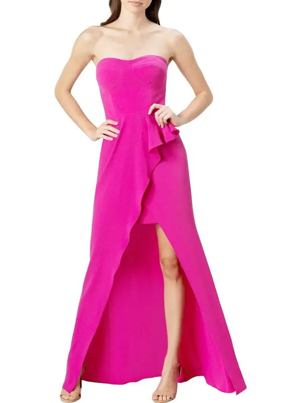 Dress The Population Kai Strapless Gown - Fuchsia