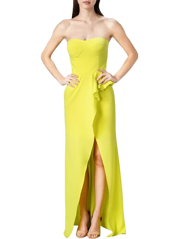 Dress The Population Kai Strapless Gown - Lemongrass
