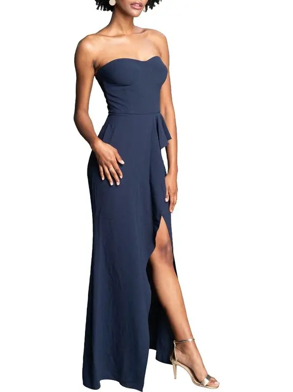 Dress The Population Kai Strapless Gown - Navy