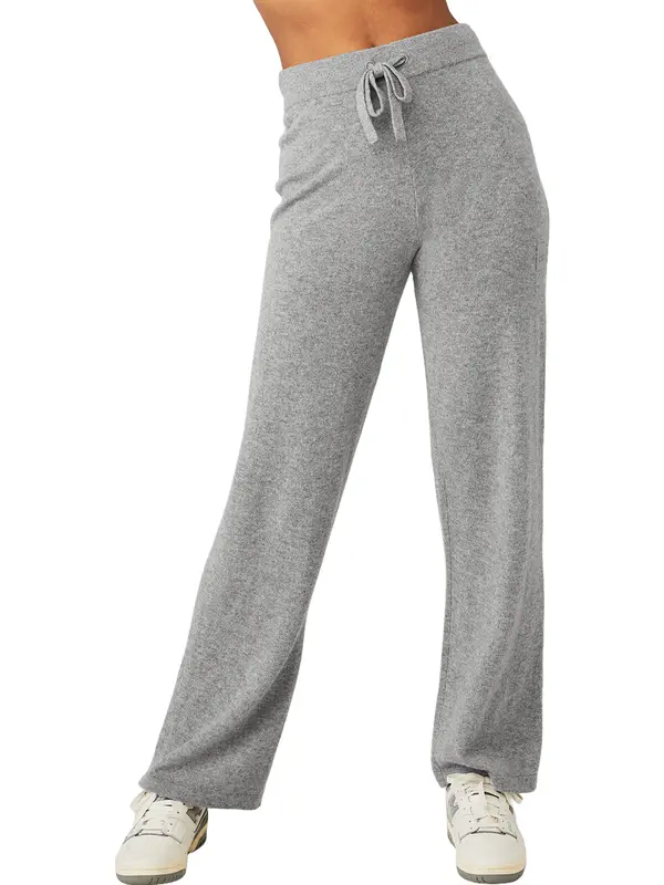Alo Yoga Cashmere High-waist Wide Leg Pants - Dove Grey Heather