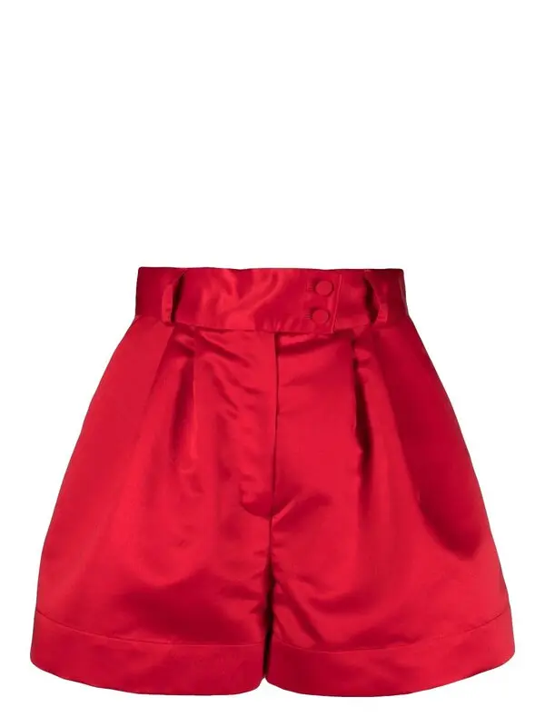 STYLAND High-waisted Pleated Shorts - Red