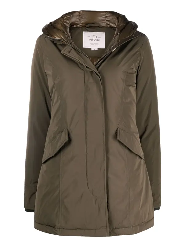 Woolrich Logo-patch Hooded Padded Coat - Green