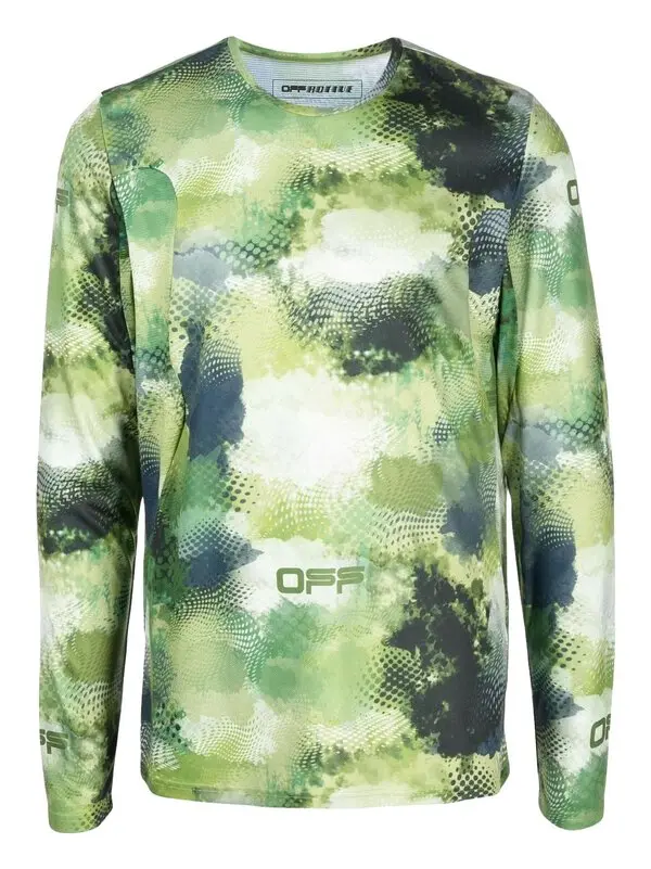 Off-White Abstract Print Long-sleeved T-shirt - Green