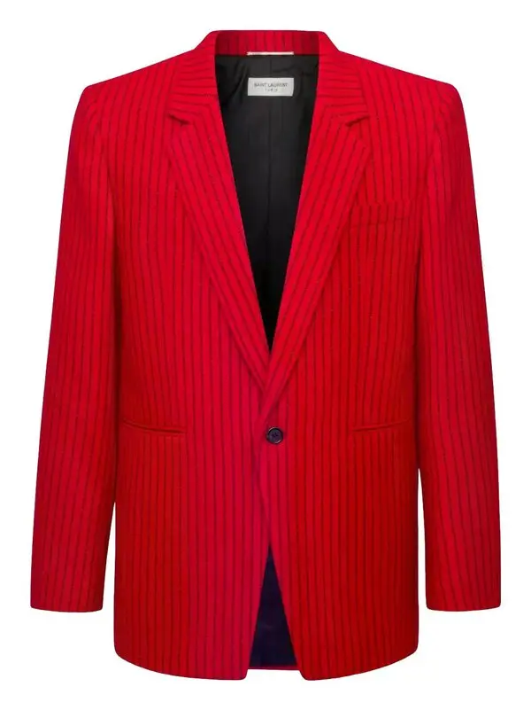Saint Laurent Pinstripe-pattern Single-breasted Blazer - Red