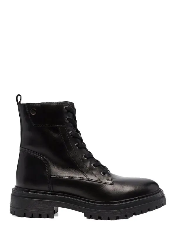 Geox Leather Lace-up Boots - Black