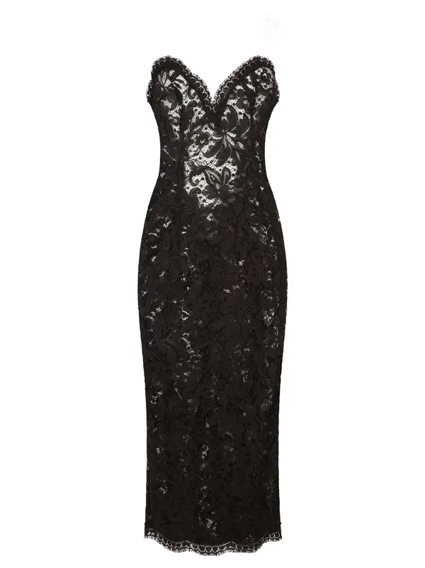 Dolce & Gabbana Sleeveless Tulle Midi Dress - Black