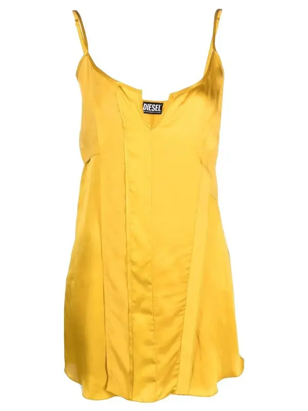 DIESEL Panelled Satin Slip Dress - Yellow
