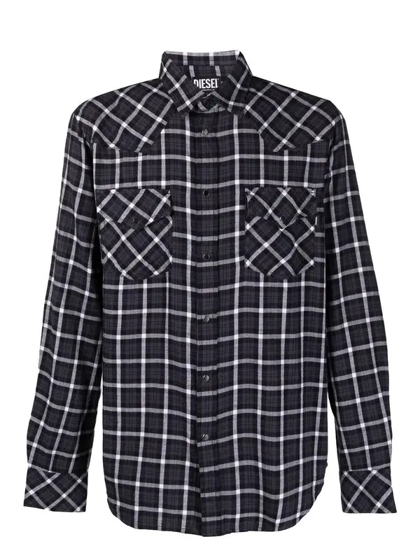 DIESEL® Check-print Shirt - Black