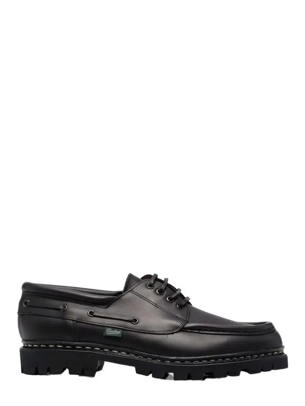 Paraboot Ridged Sole Boat Shoes - Black