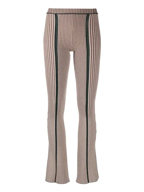 Eckhaus Latta Striped Flared Leggings - Neutrals