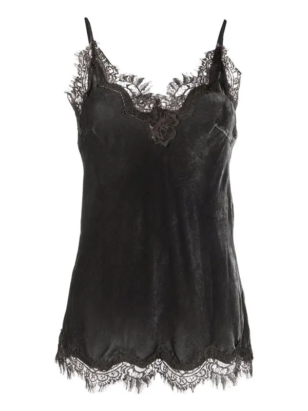 Gold Hawk Lace-trim Camisole Top - Grey
