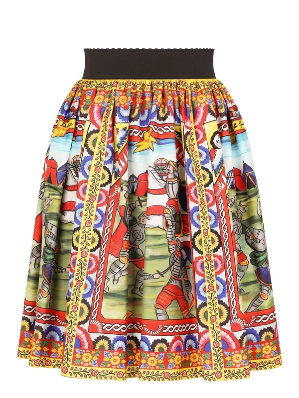 Dolce & Gabbana Graphic-print A-line Skirt - Green