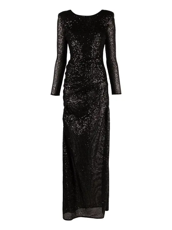 Elisabetta Franchi Sequined Slit Back Grown - Black