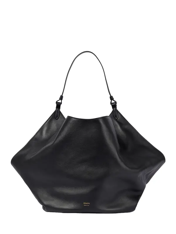 Khaite Lotus Medium Leather Tote - Black
