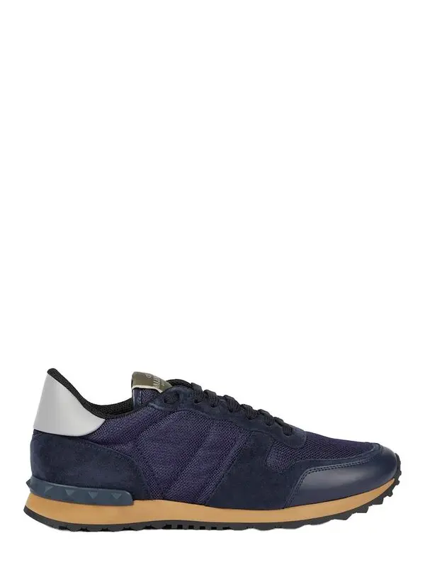 Valentino Garavani Rockrunner Suede-trimmed Sneakers - Blue