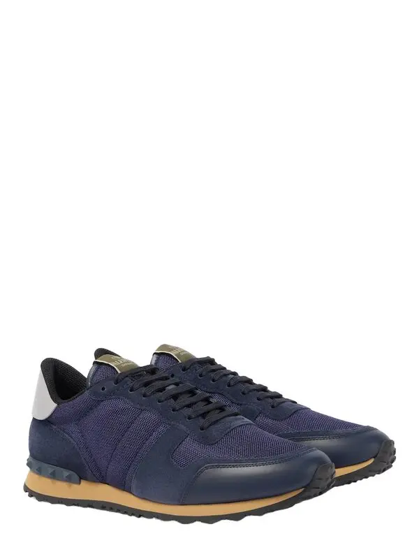 Valentino Garavani Suede-trimmed Sneakers - Blue