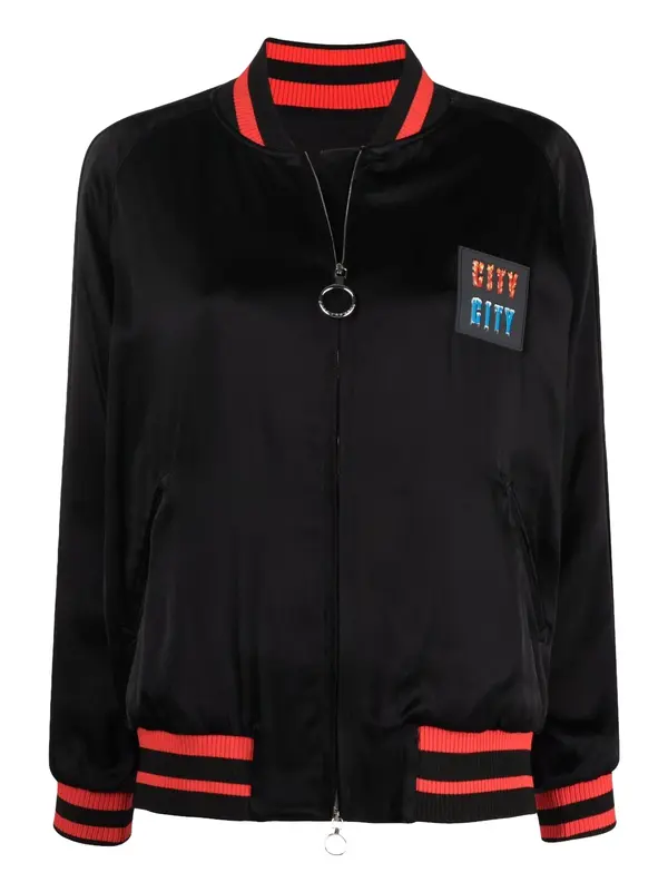 Rabanne Logo Patch Bomber Jacket - Black