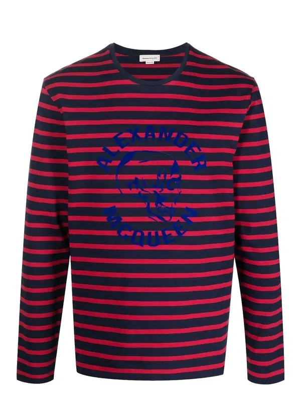 Alexander McQueen Striped Long Sleeve T-shirt - Blue