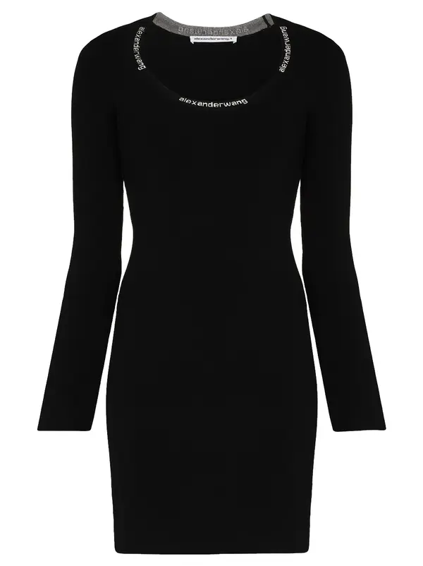 Alexander Wang Logo-trim Mini Dress - Black