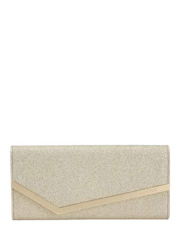 JIMMY CHOO Emmie Glitter Leather Clutch Bag - Platinum Ice