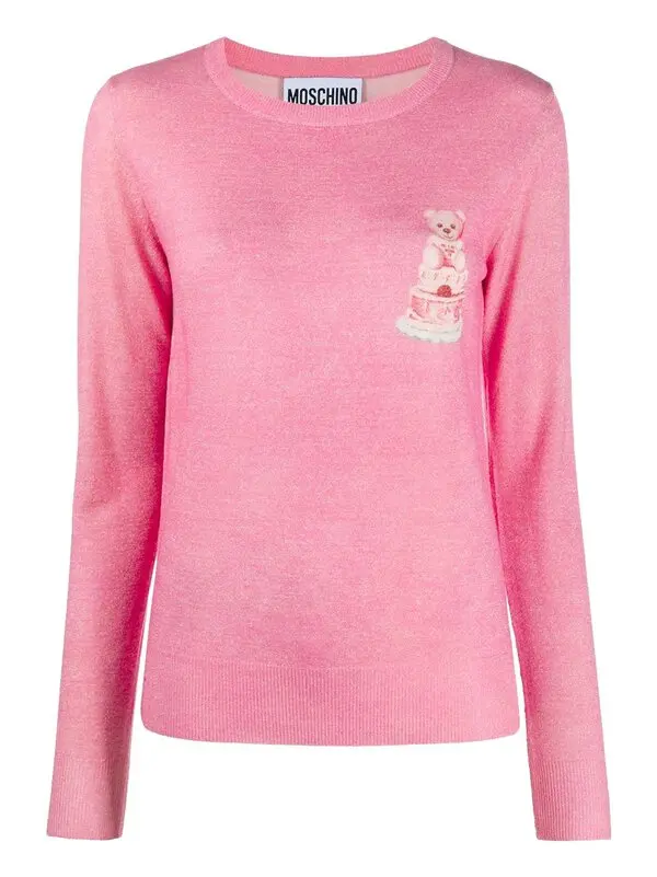 Moschino Cake Bear Print Jumper - Pink
