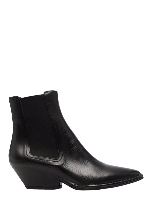 DEL CARLO Mid-heel Leather Boots - Black