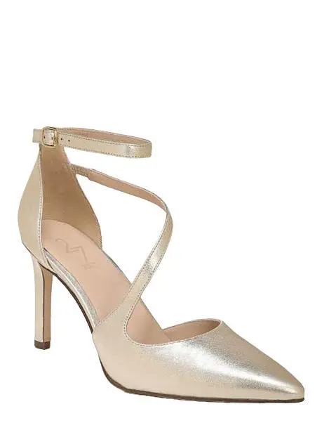 27 EDIT NATURALIZER Abilyn Ankle Strap Pumps - Gold Leather